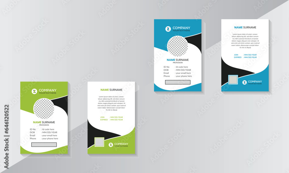 Id card for identification and multipurpose. Card with double sided and ...