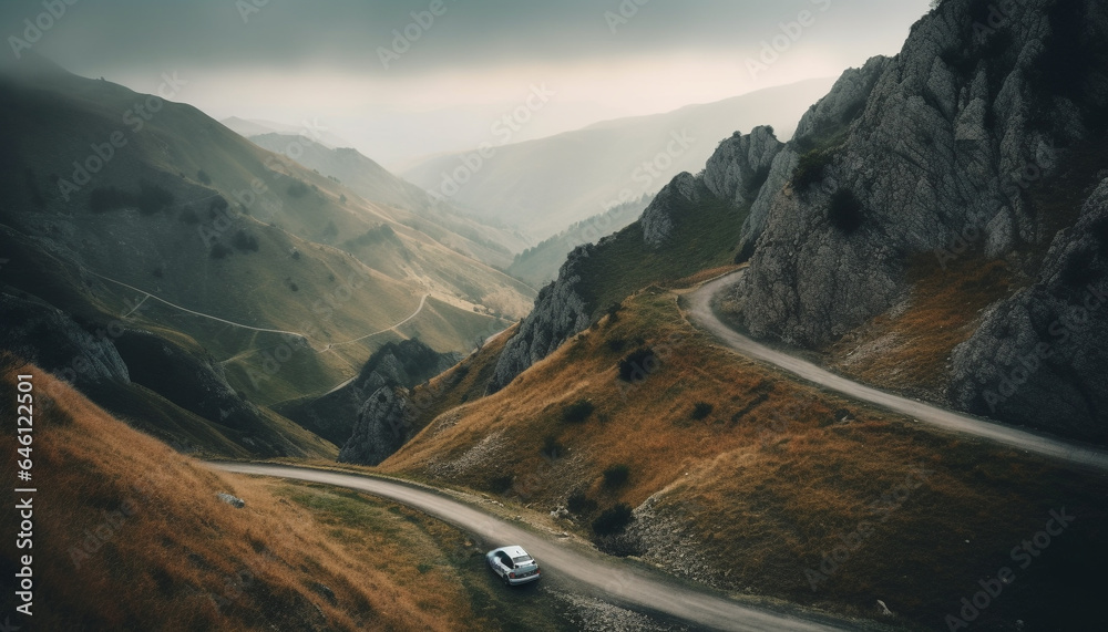 Driving through mountain range, experiencing extreme terrain and beauty ...