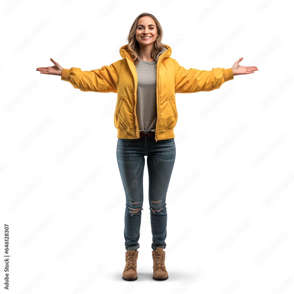 Rugged Outdoorsy Look: Illustrated Lifelike Woman Figure in T-Pose ...