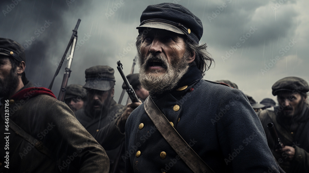 Civil War, Union and Confederate soldiers in hand - to - hand combat ...