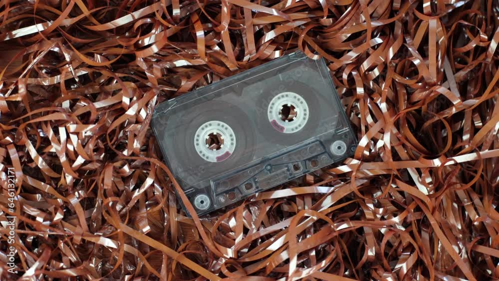 Audio cassette, on the background of the tape. Retro style, classic ...