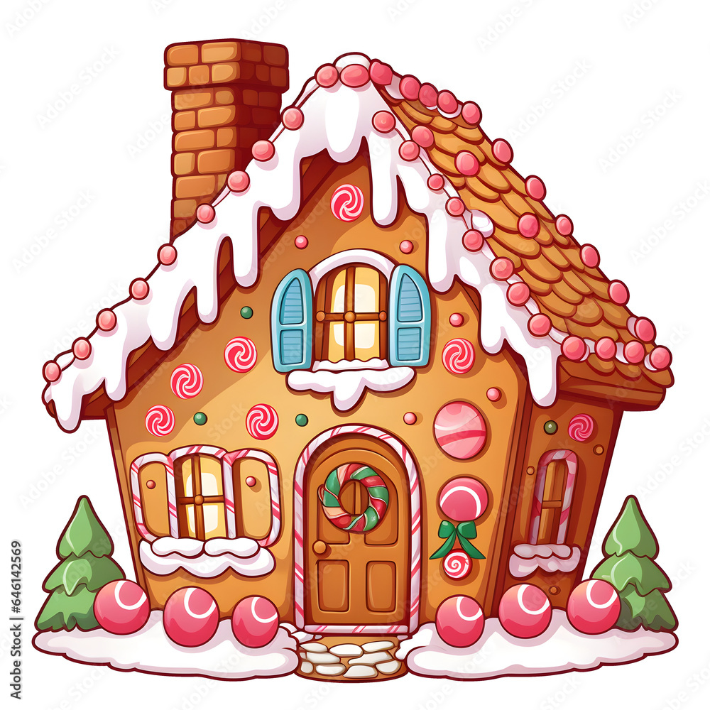 Cartoon cliparts of gingerbread house, transparent background Stock ...