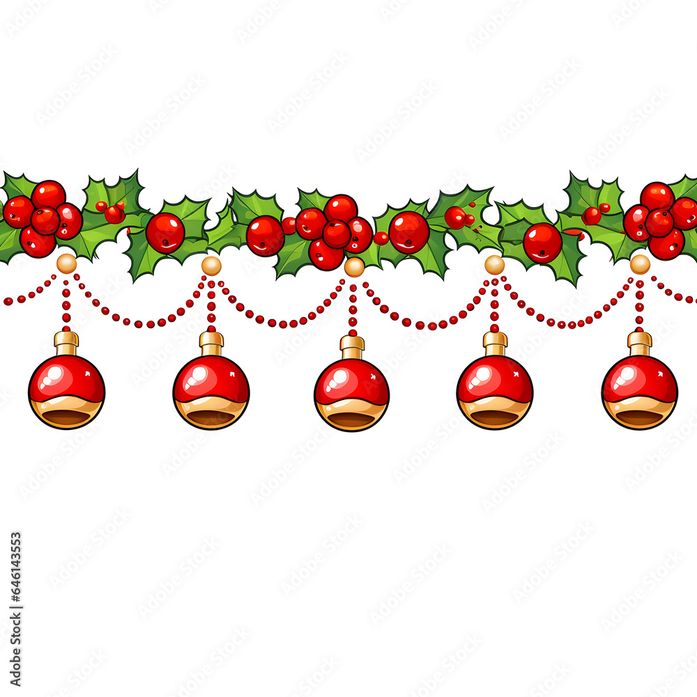 Cartoon cliparts of jingle bell border, transparent background Stock ...