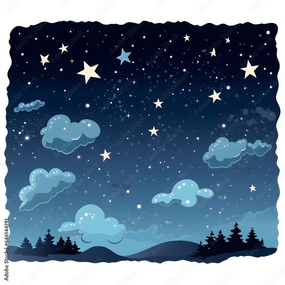 Cartoon clipart of twinkling stars in a clear night sky, transparent ...