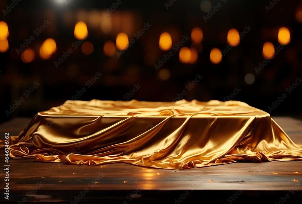 Gold podium background product silk luxury black 3d golden display ...