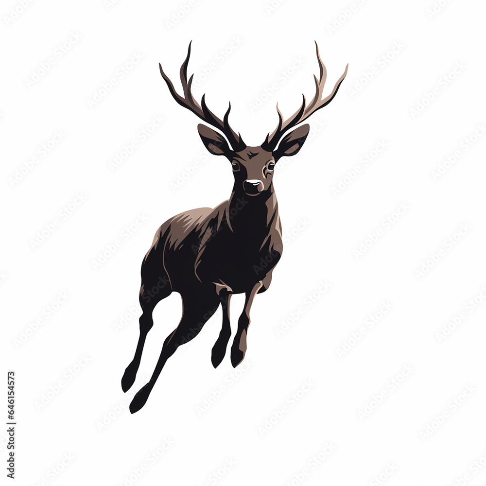 12 point buck deer isolated on white background Stock Illustration ...