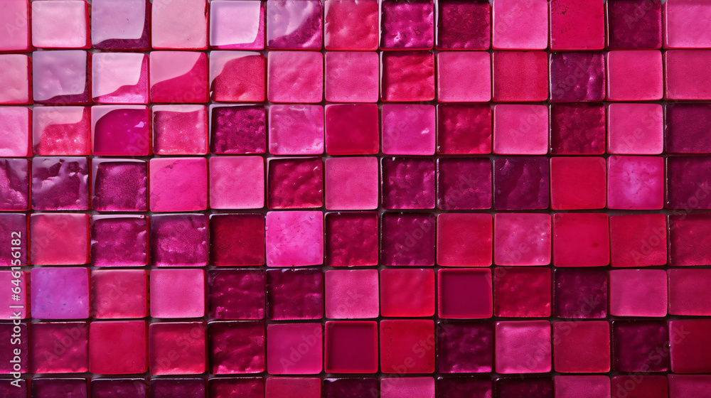 Hot pink mosaic square tile pattern, tiled background Stock Photo ...