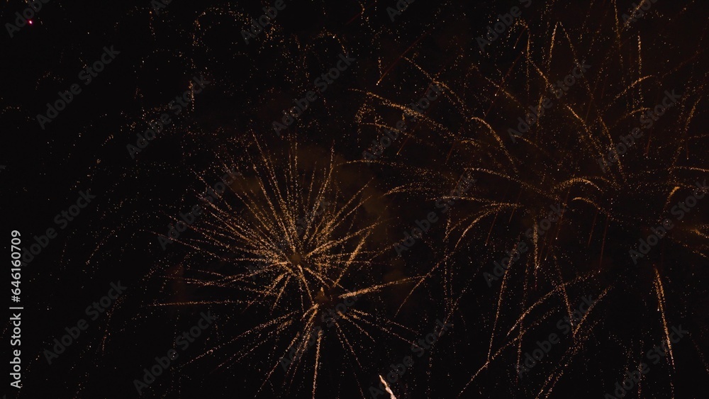 New years eve fireworks celebration. Glowing fireworks show. Beautiful ...