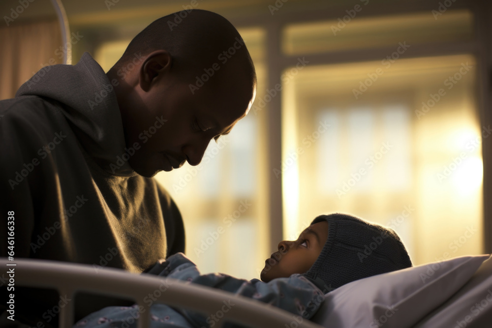 heartrending scene of father comforting his young son in ...