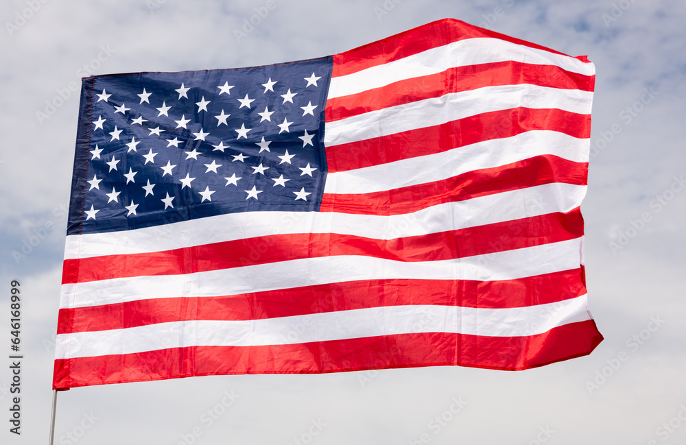 Flag of United States with horizontal stripe of red and white, fifty ...