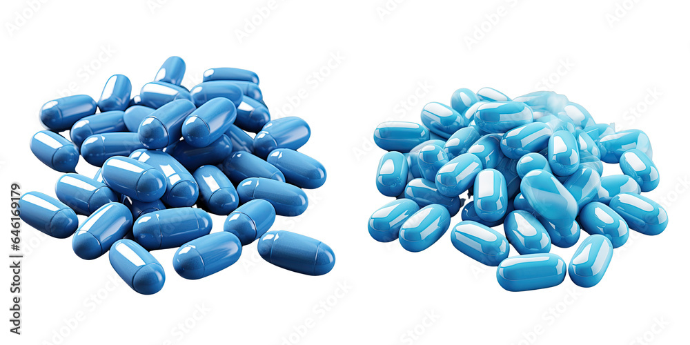 Png Set Softgel blue capsules pill stack on a transparent background ...