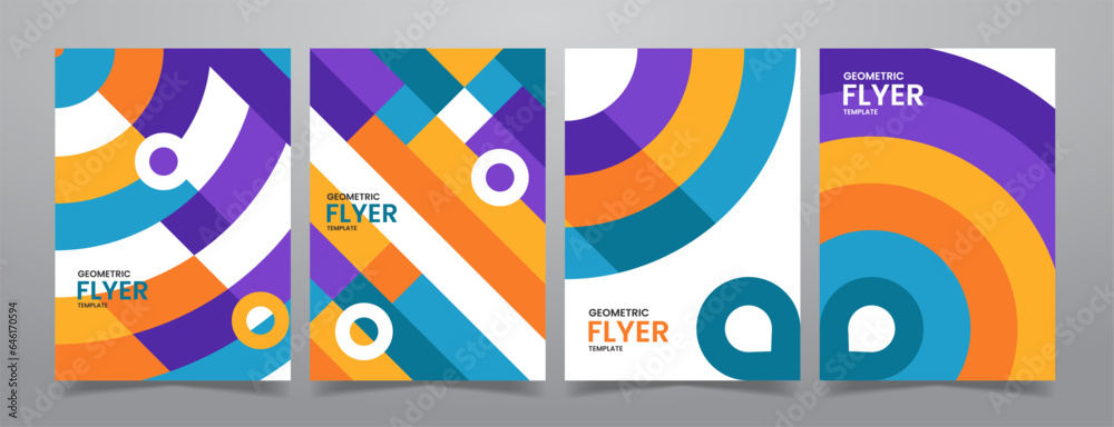 Collection of geometry flyer poster cover design templates with ...