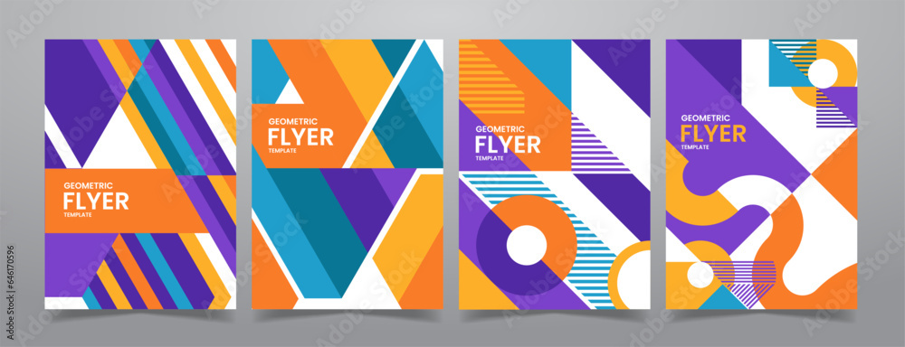 Collection of geometry flyer poster cover design templates with ...