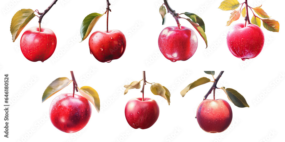 Png Set Single ripe ruby fruit on the tree captured up close ...