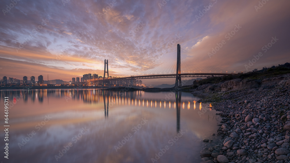 Chongqing changjiang river bridge, ding mountain Yangtze river bridge ...