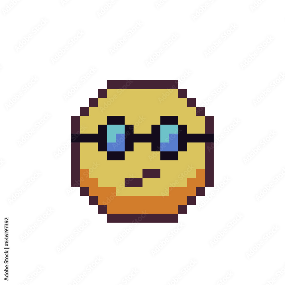 Boring smiley face in glasses with lopsided mouth, crooked smile ...