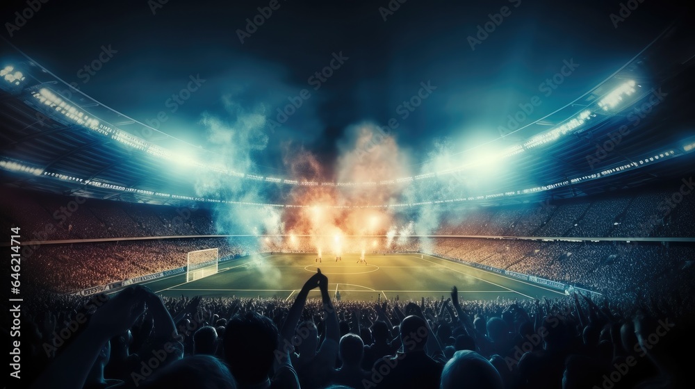Happy cheering crowd inside soccer stadium. Stock Photo | Adobe Stock