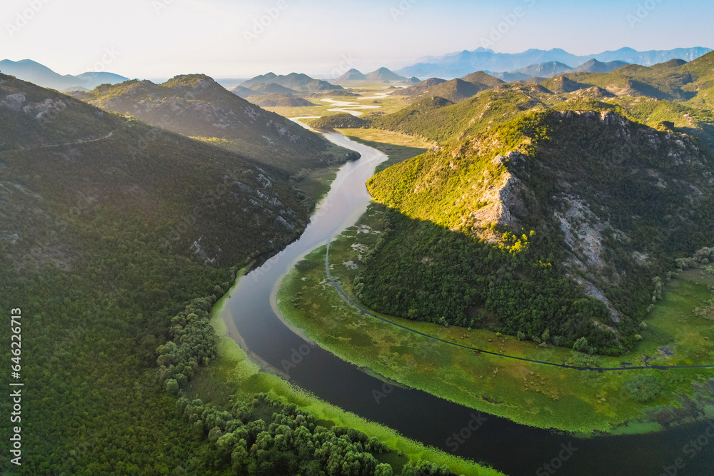 Canyon of Rijeka Crnojevica river near the Skadar lake coast. One of the most famous views of ...