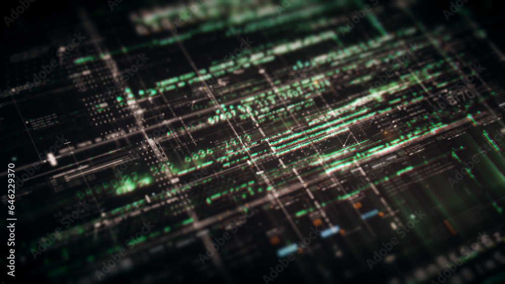 Advanced data matrix simulation UI with cutting-edge digital environment with a dynamic and ...