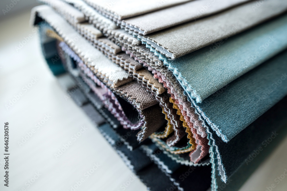 catalogs of furniture fabrics textile sample for renovation Stock Photo ...