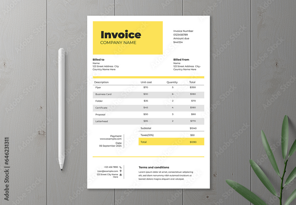 Invoice Stock Template | Adobe Stock