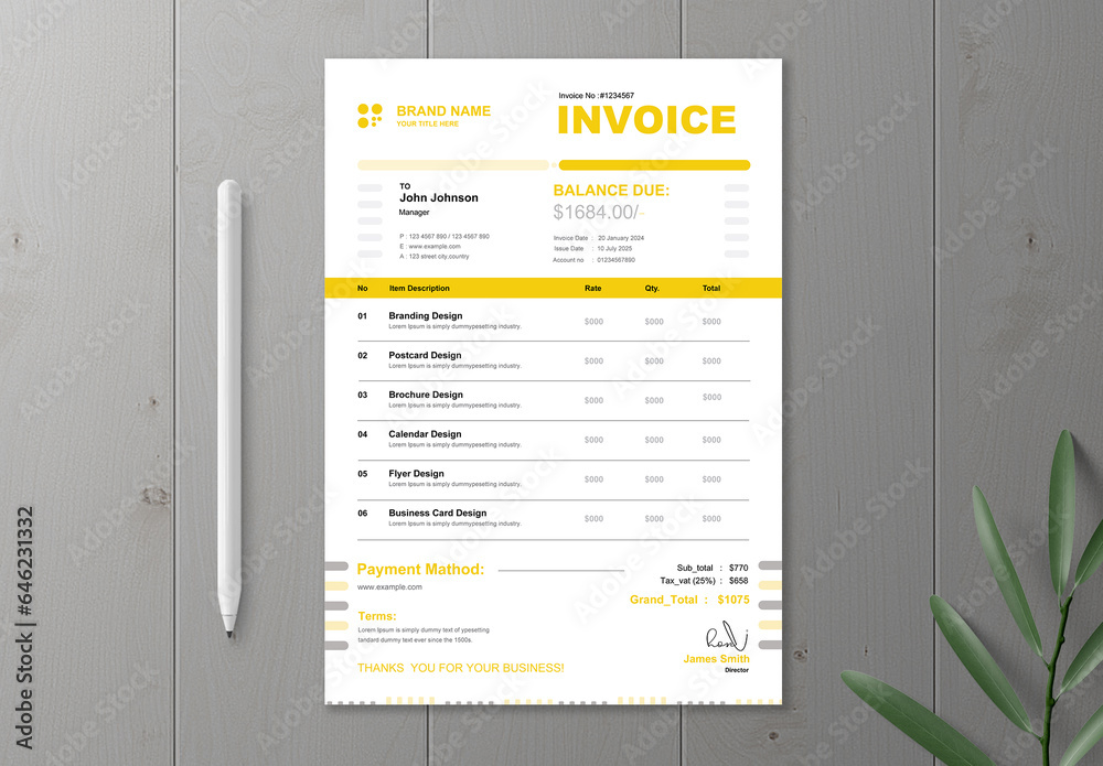Invoice Template Stock Template | Adobe Stock