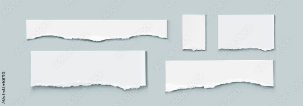 Torn paper strips set isolated on background. Vector realistic ...