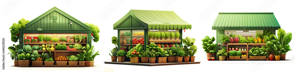 Set of vegetables shop illustration transparent isolated on white ...