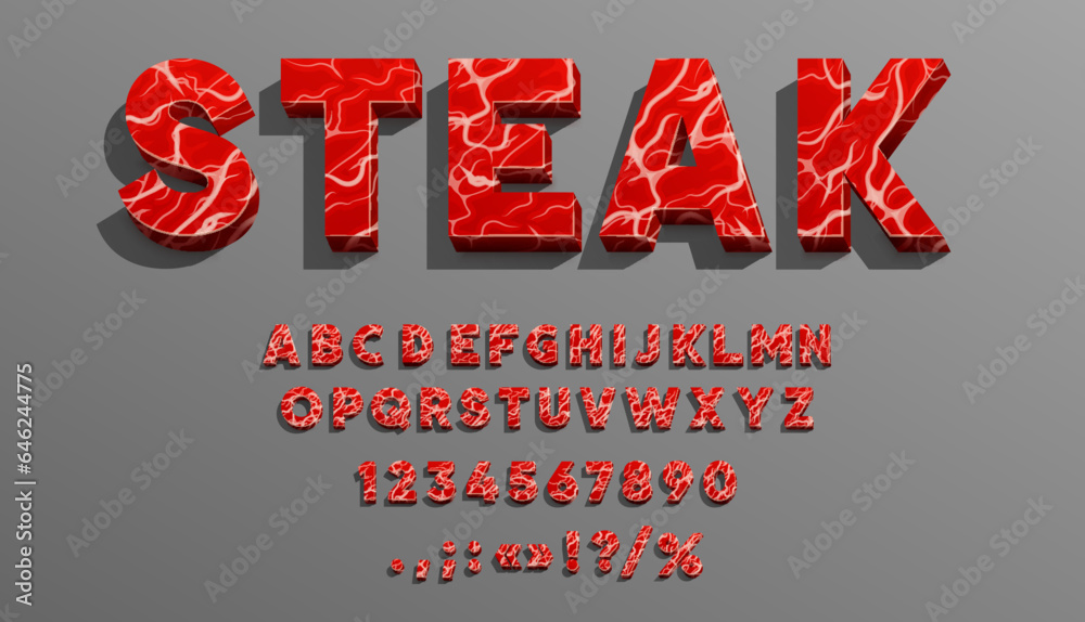 Meat Font Butcher Type Grill Typeface Bbq Beef Letters Alphabet