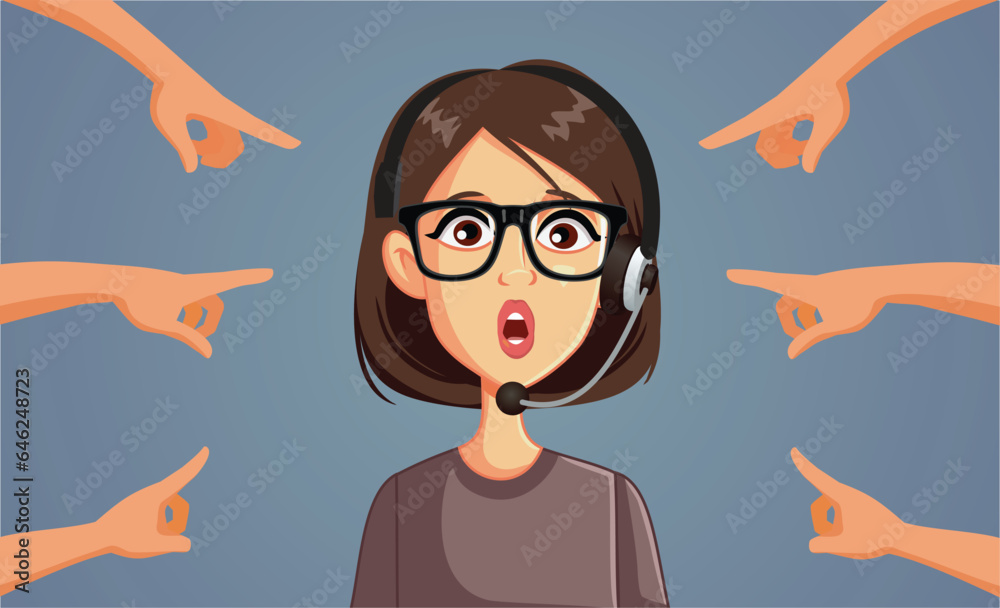Angry Customers Pointing to a Customer Service Person Vector Cartoon ...