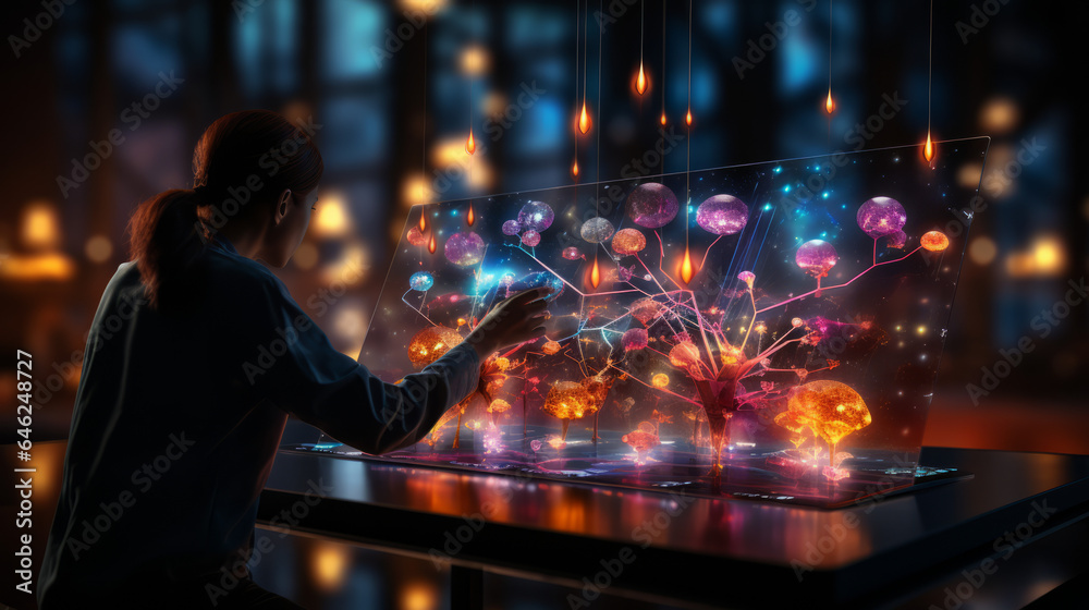 Deciphering the Neural Code: A Researcher at Work. Generated AI Stock ...