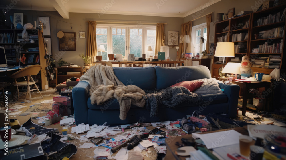 Messy teenager Living Room movie shot Stock Photo | Adobe Stock
