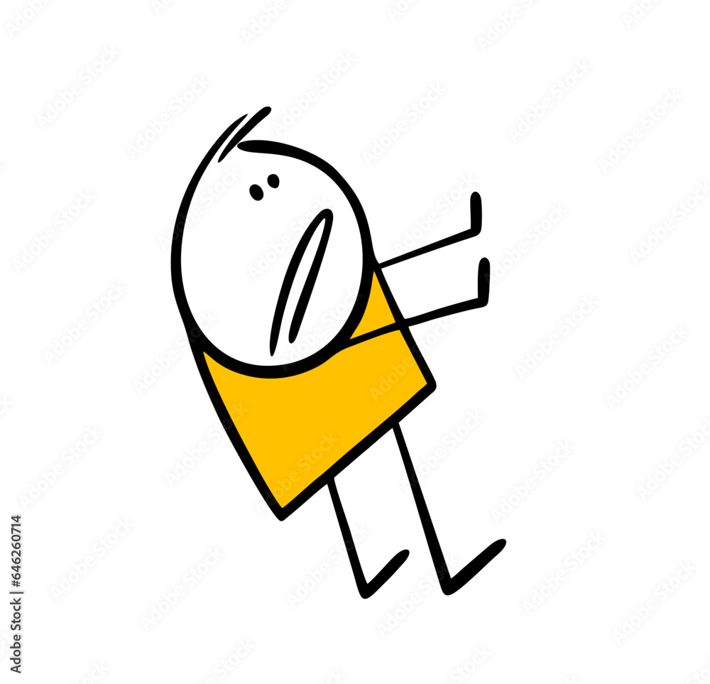 Funny man falls back in surprise. Vector illustration of cartoon ...