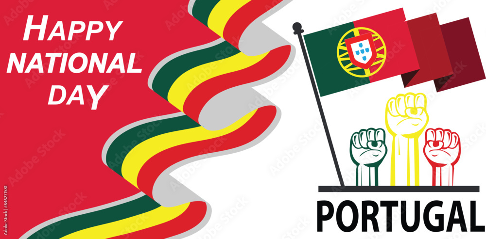 Portugal national day banner design vector, Portuguese flag and map ...