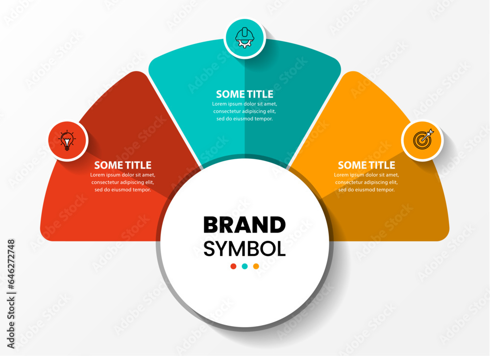 Grafika wektorowa Stock: Infographic template. Semicircle with 3 steps ... Grafika wektorowa Stock: Infographic template. Semicircle with 3 steps ...