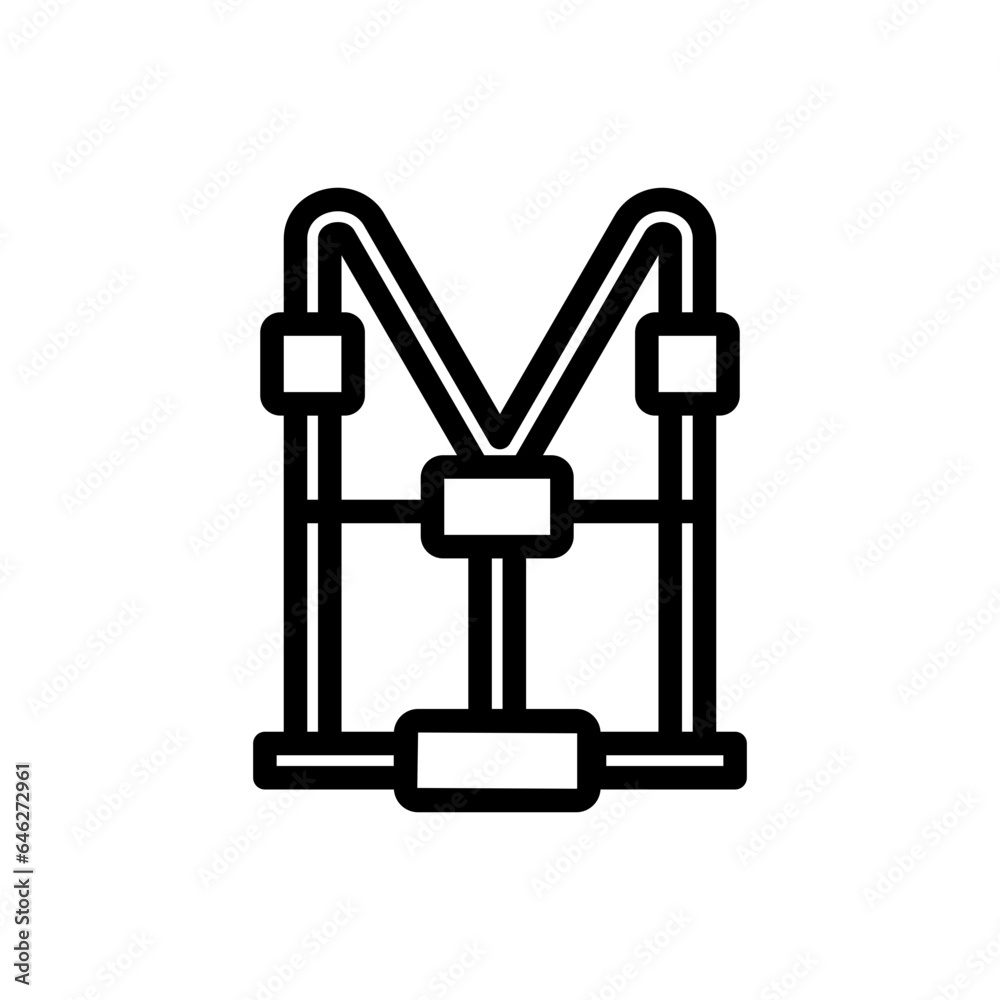 Harness safety icon with black outline style. harness, equipment ...