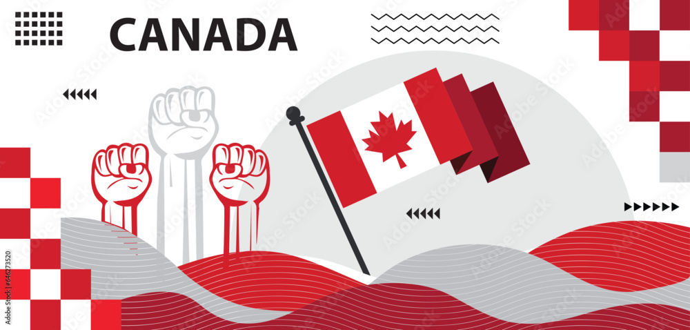 Canada national day banner with Canadian flag colors, Canada people ...