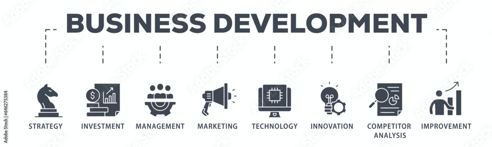 Business development banner web icon glyph silhouette with icon of ...