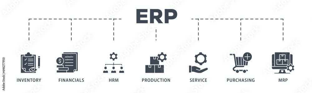 ERP banner web icon glyph silhouette for enterprise resource planning ...