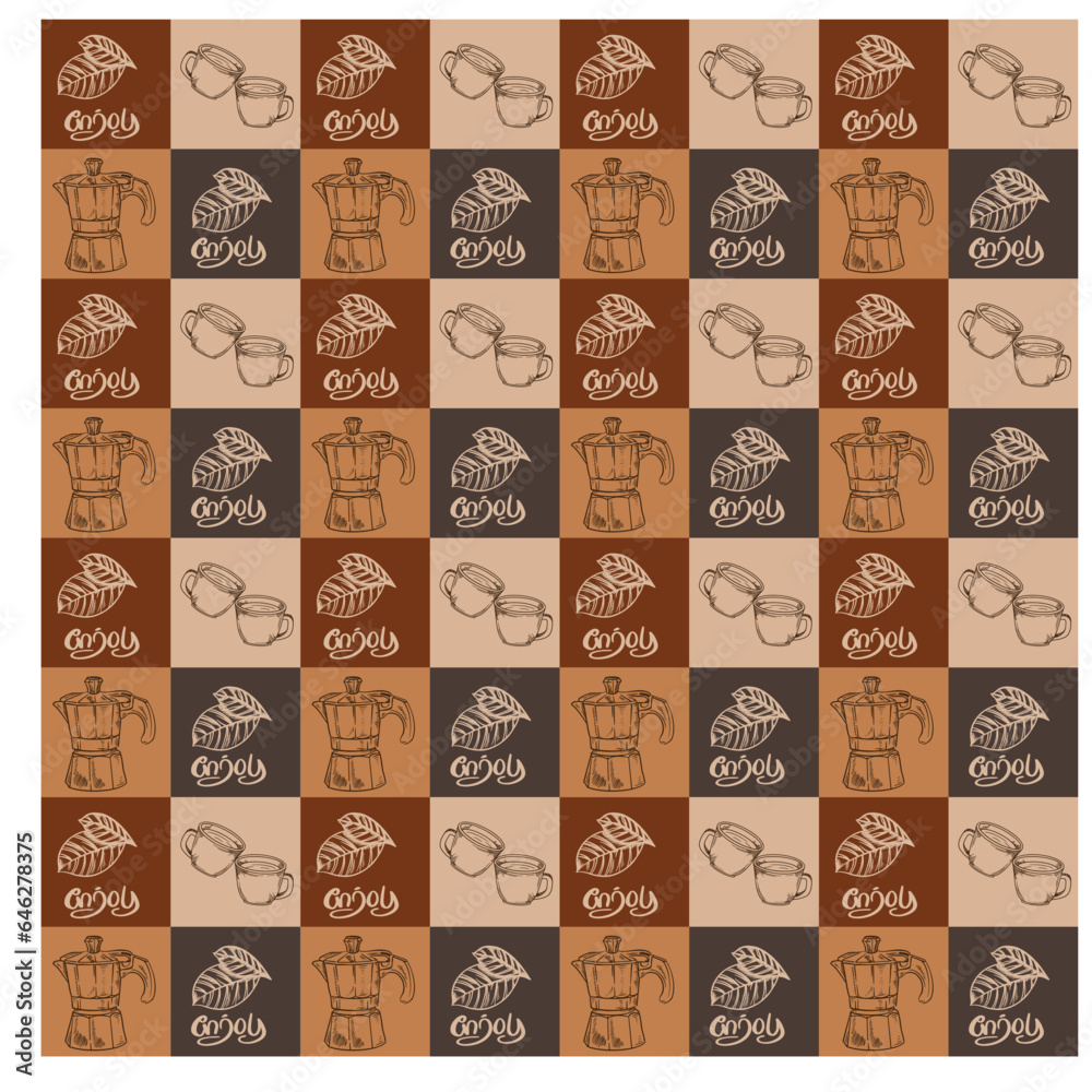 Coffee seamless pattern with a cups. Seamless texture of coffee icons ...