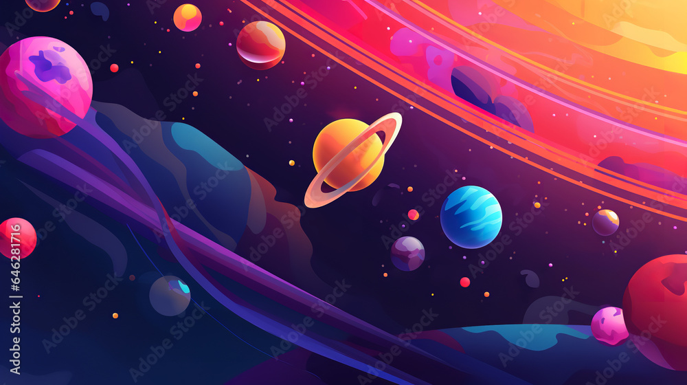 an animated wallpaper of space with some planets in it, in the style of ...