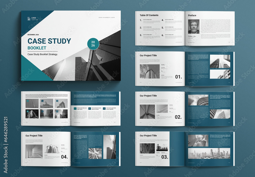 Case Study Booklet Template Landscape Stock Template | Adobe Stock