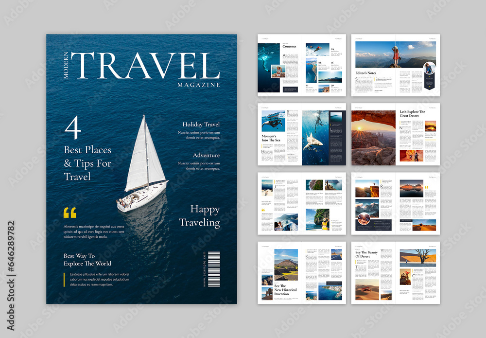 Modern Travel Magazine Layout Stock Template | Adobe Stock
