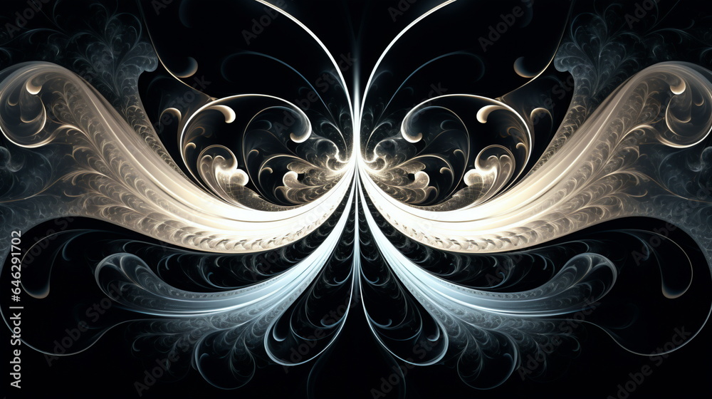 Art Nouveau Inspired Fractal Angel Butterfly Wallpaper: Black ...