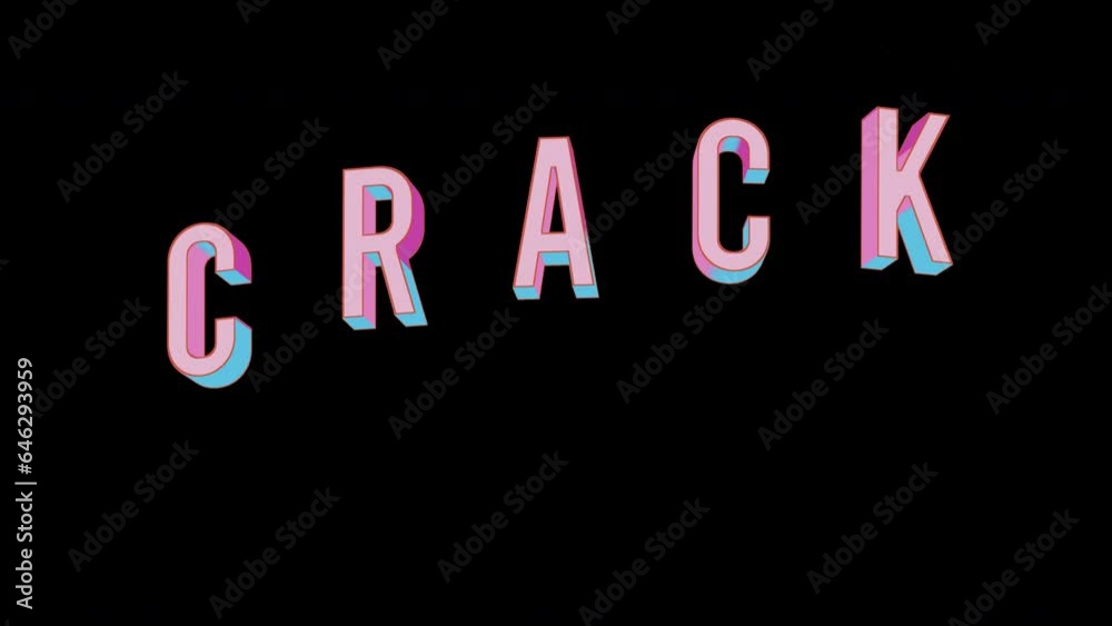 Bright letters jump merrily in the inscription CRACK text. Retro. Alpha ...