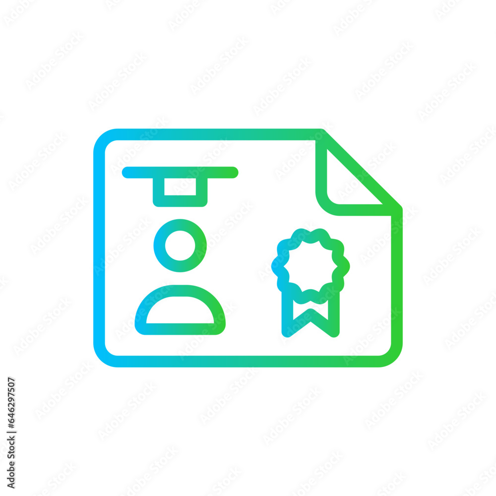 Employee qualification human resources icon with blue and green ...