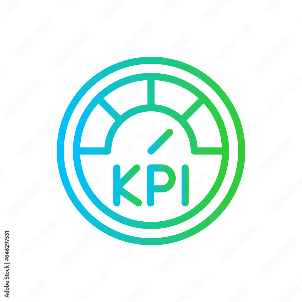 KPI human resources icon with blue and green gradient outline style ...