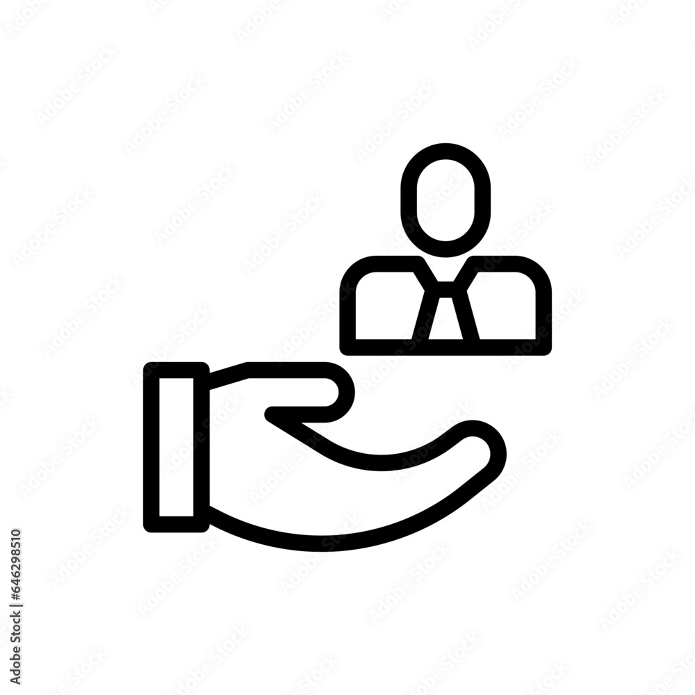 Employee care human resources icon with black outline style. care, line ...
