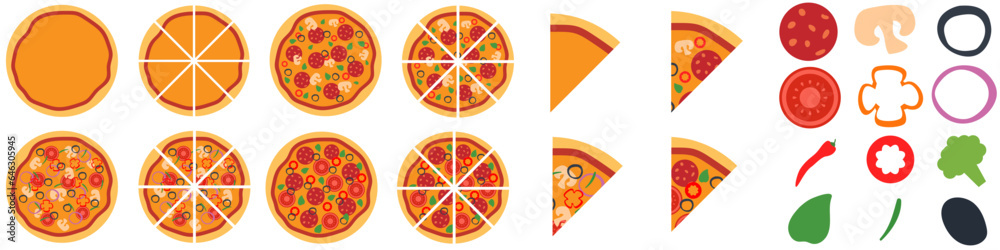 Pizza Bundle icon vector set. Pizza illustration sign collection. fast ...