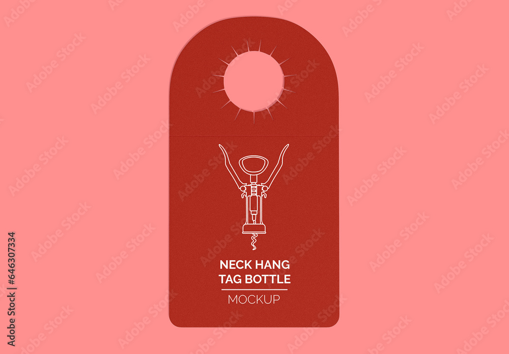 Top View Bottle Neck Hang Tag Mockup Stock Template | Adobe Stock